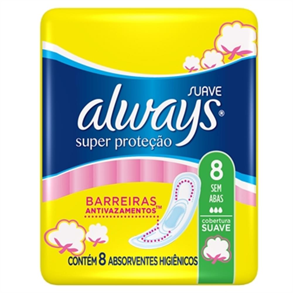 ABSORVENTE ALWAYS BÁSICO SUAVE 8UN SEM ABAS - lavagnoli