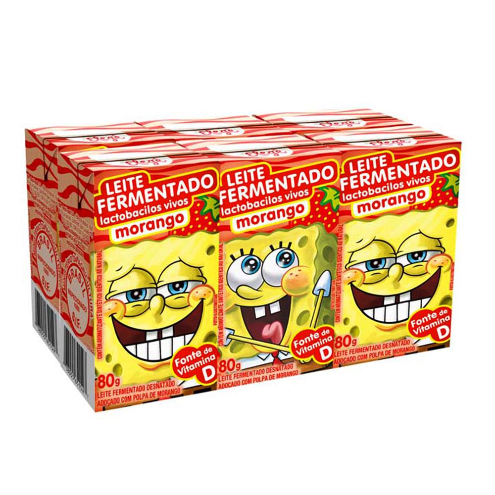 LEITE FERMENTADO ELEGÊ BOB ESPONJA 6X80G MORANGO - lavagnoli