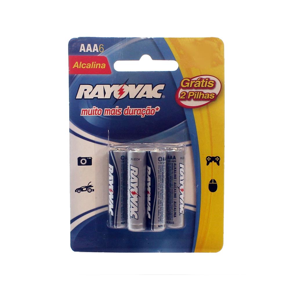 PILHA RAYOVAC ALCALINA LEVE 6 PAGUE 4 AAA - lavagnoli