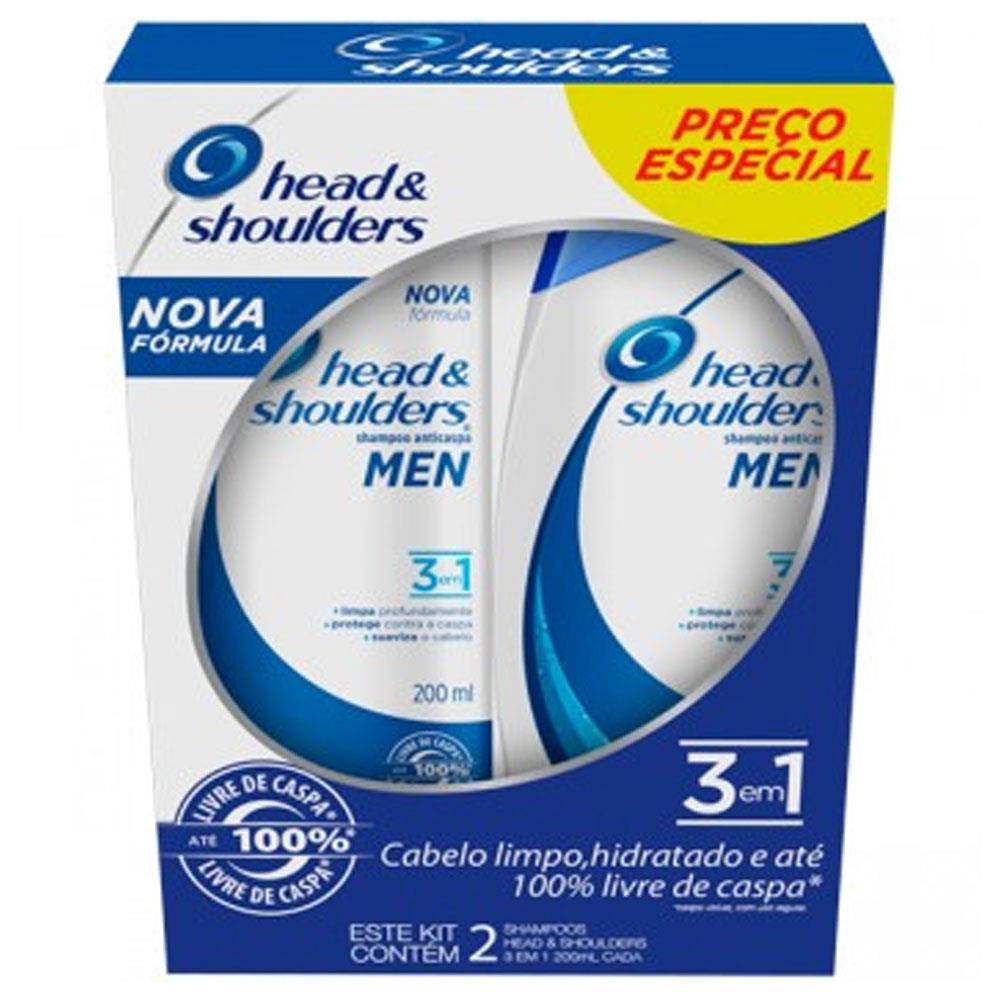 KIT SHAMPOO HEAD SHOULDERS 2X200ML 3EM1 - lavagnoli