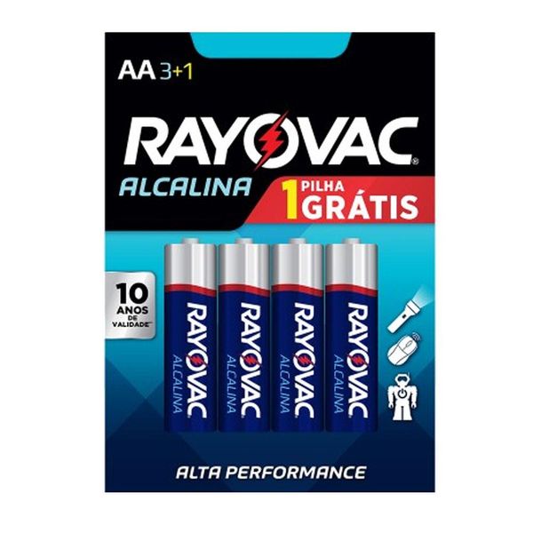 PILHA RAYOVAC ALCALINA LEVE 4 PAGUE 3 AA - lavagnoli