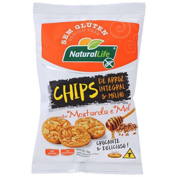 CHIPS NATURAL LIFE SEM GLÚTEN 70G MOSTARDA/MEL - lavagnoli