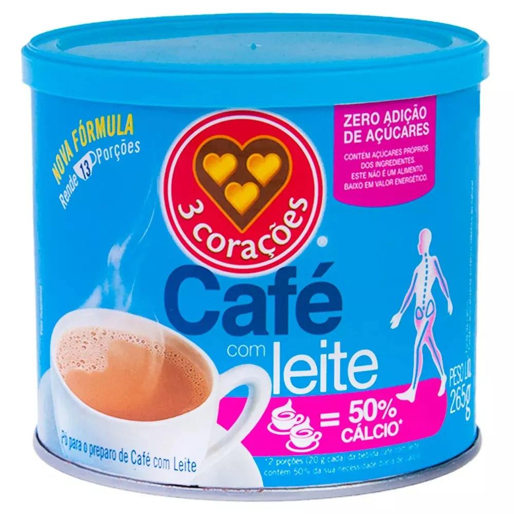 CAFÉ 3 CORAÇÕES ZERO 265G COM LEITE - lavagnoli