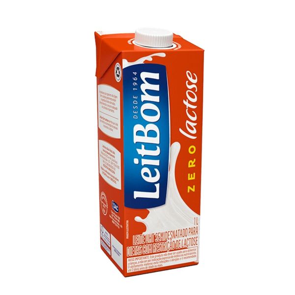 LEITE LEITBOM UHT S/LACTOSE 1L SEMIDESNATADO - lavagnoli