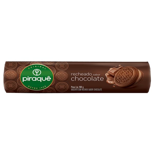 BISCOITO RECHEADO PIRAQUÊ 160G CHOCOLATE - lavagnoli
