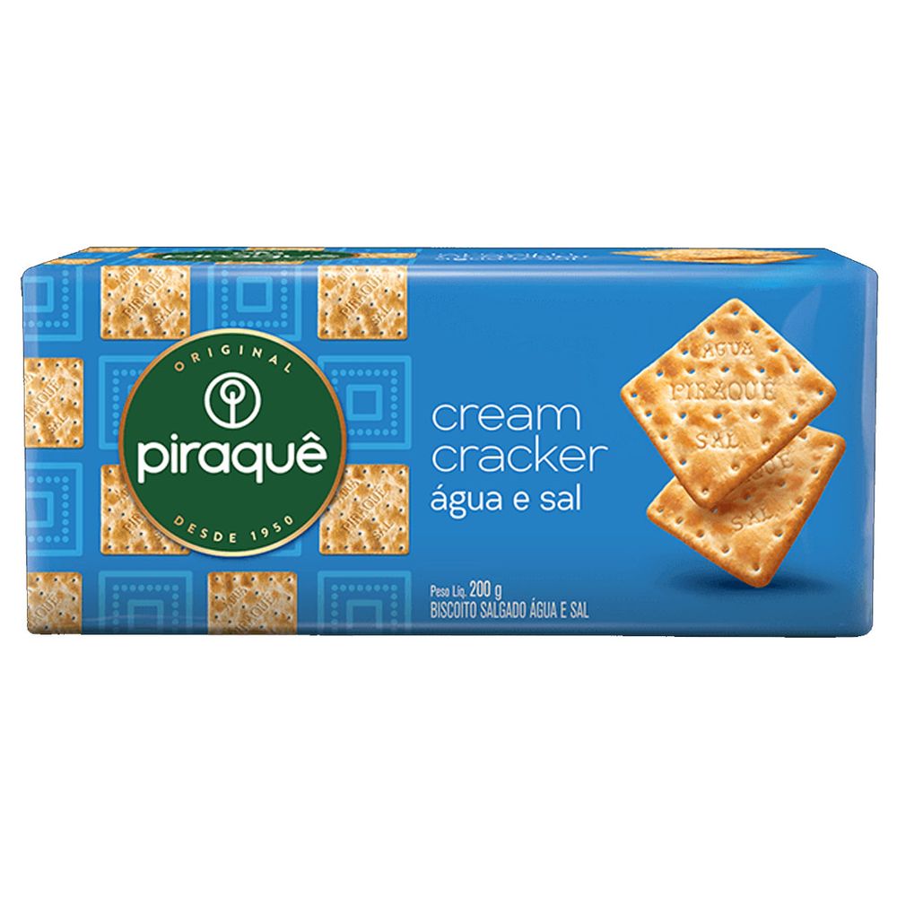 BISCOITO PIRAQUÊ 200G ÁGUA E SAL - lavagnoli