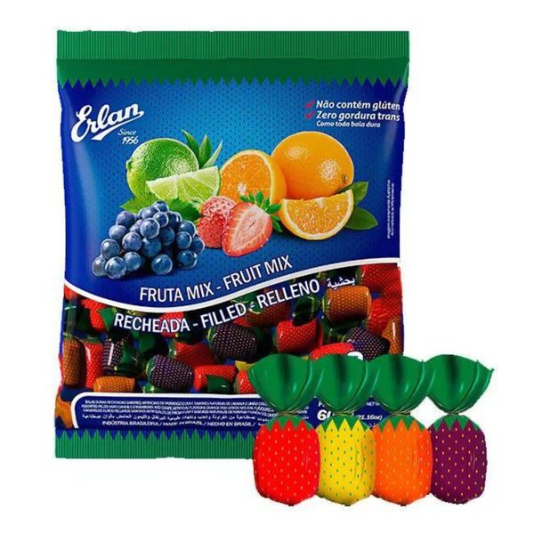 BALA ERLAN RECHEADA 600G FRUTA MIX - lavagnoli