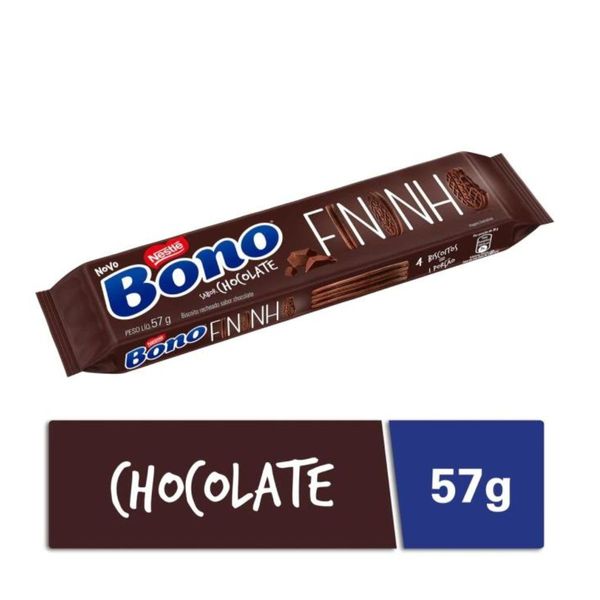 BISCOITO RECHEADO BONO FININHO 57G CHOCOLATE - lavagnoli