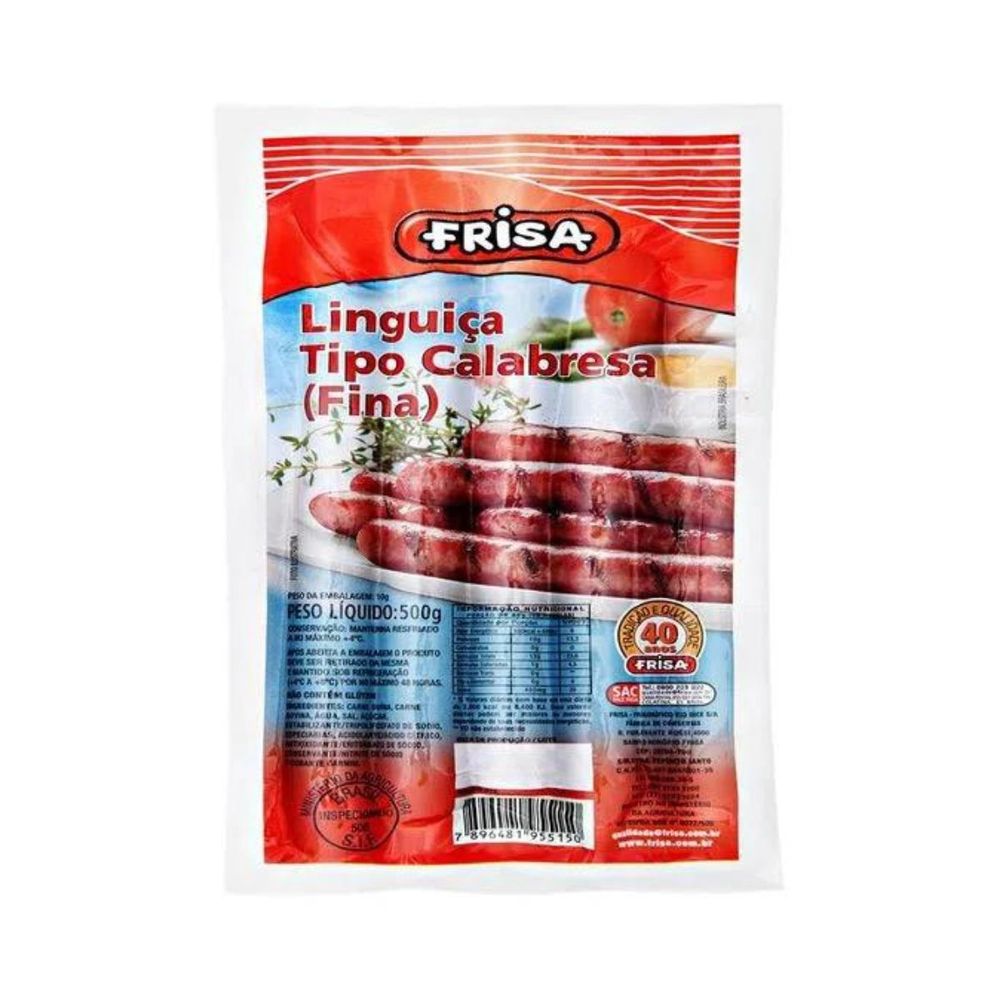 LINGUIÇA MISTA CALABRESA FRISA 500G FINA - lavagnoli
