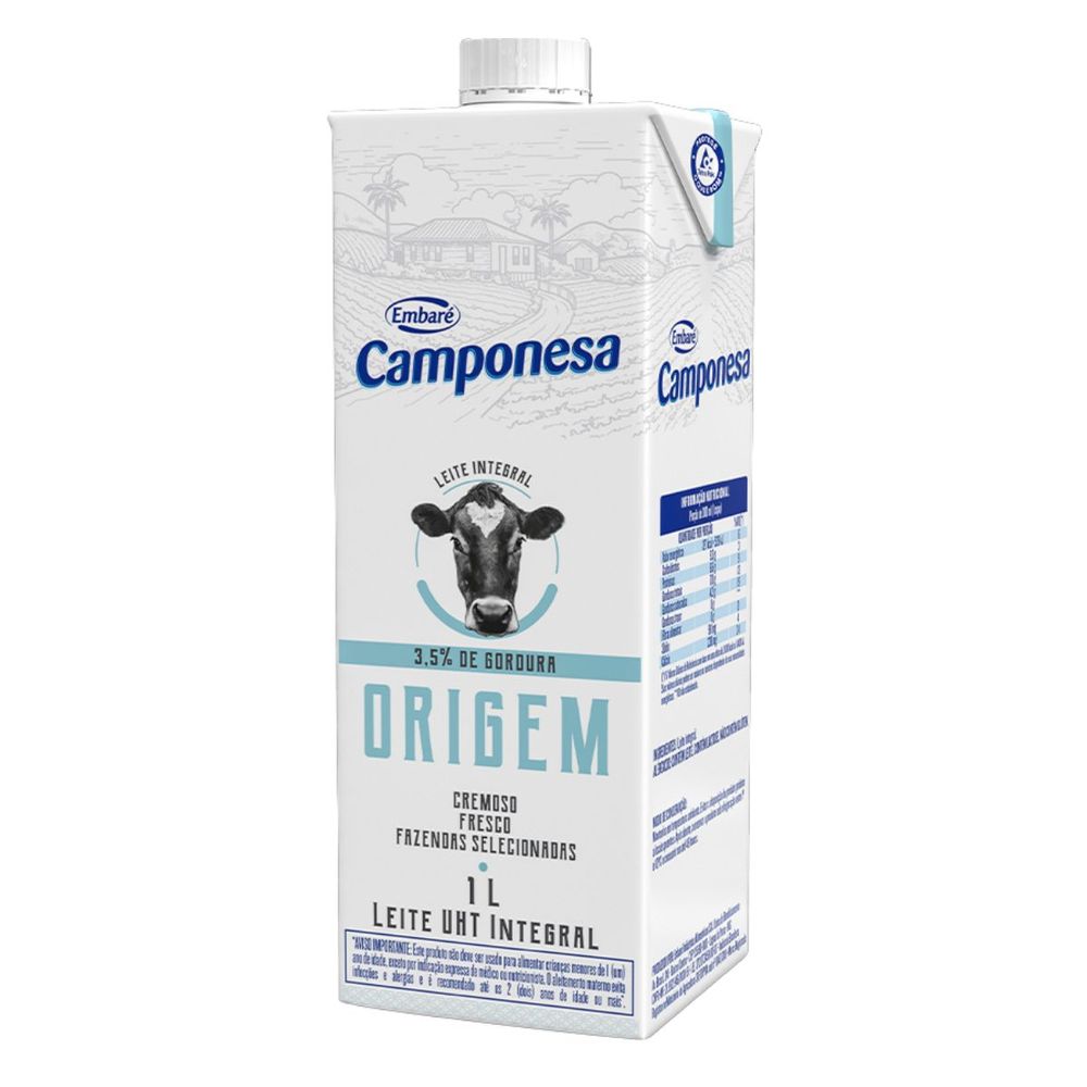 LEITE CAMPONESA ORIGEM UHT 1L INTEGRAL - lavagnoli