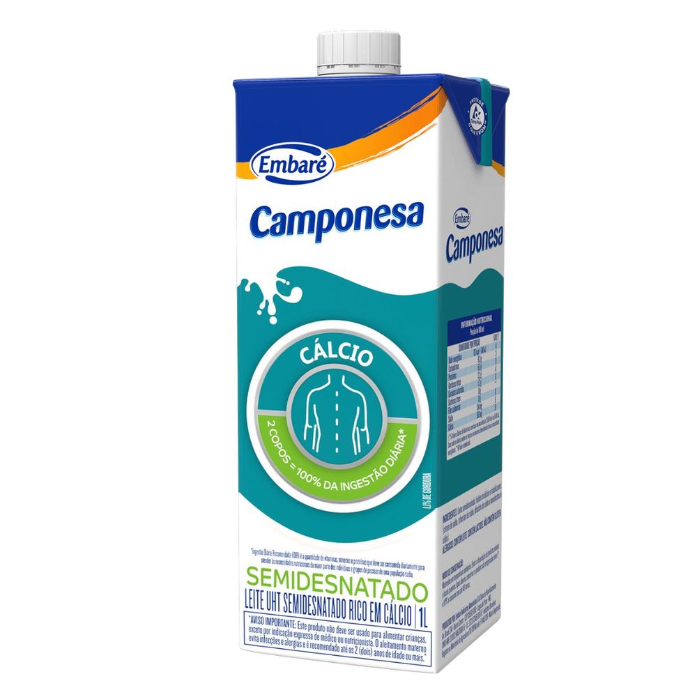 LEITE CAMPONESA CÁLCIO UHT 1L SEMIDESNATADO - lavagnoli