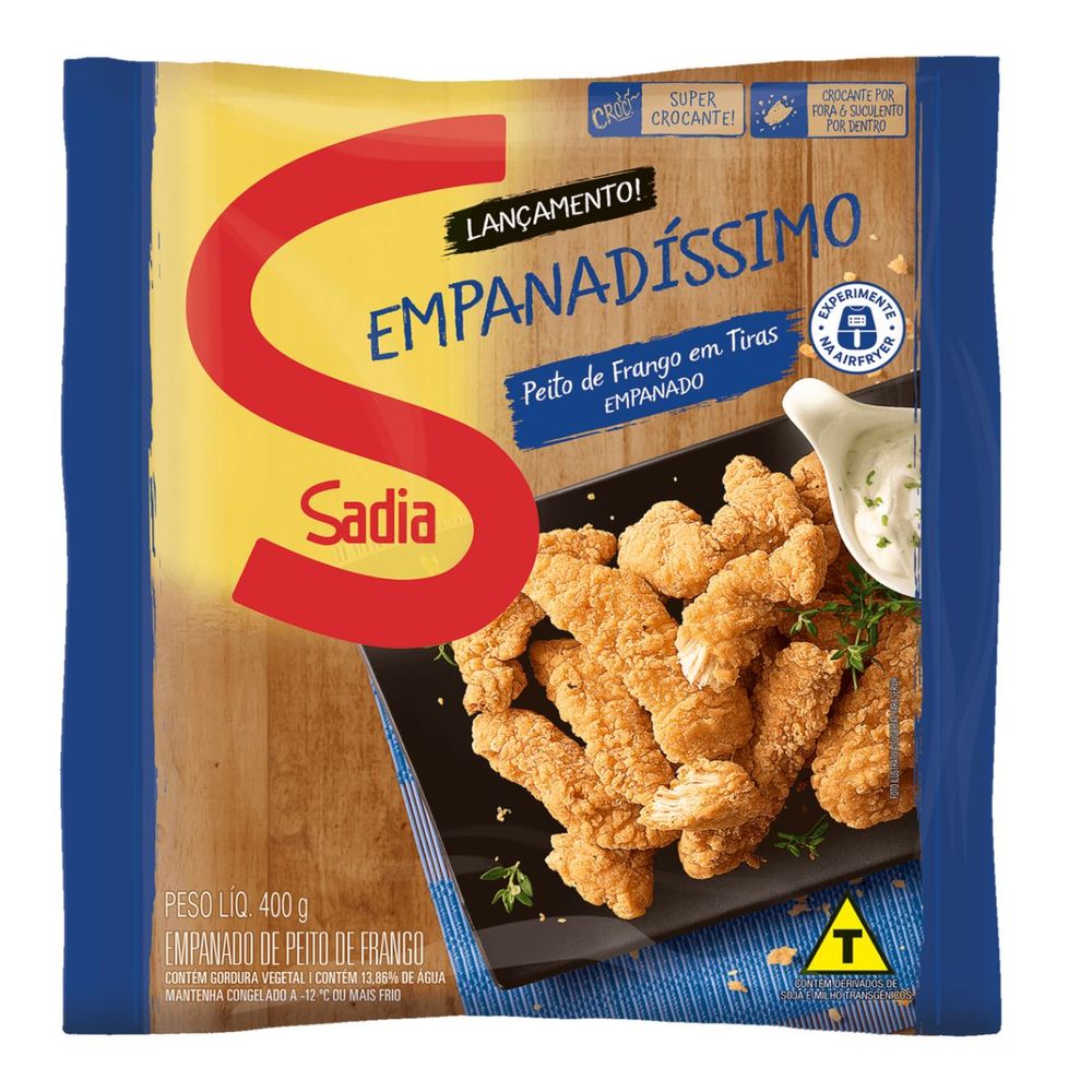 PEITO FRANGO SADIA TIRAS 400G EMPANADO - lavagnoli