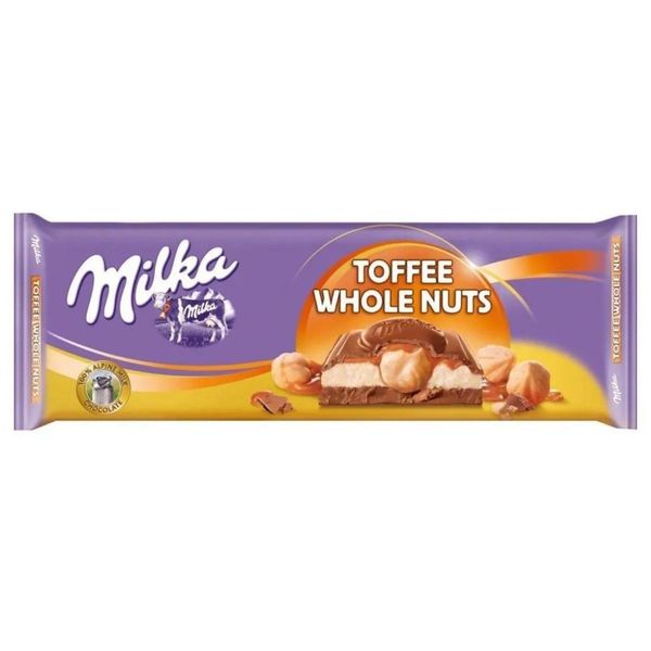 TABLETE MILKA 300G TOFFEE WHOLE NUTS - lavagnoli