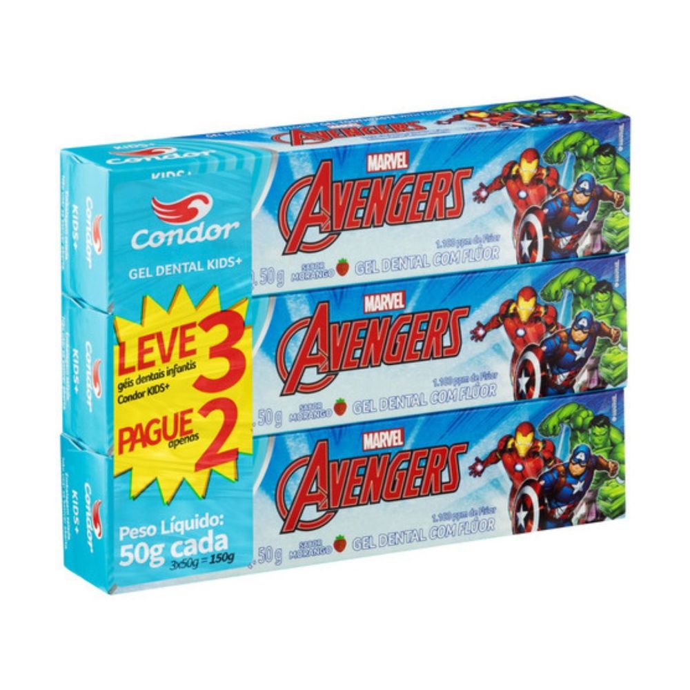 KIT CREME DENTAL CONDOR GEL KIDS L3P2X50G AVENGERS - lavagnoli