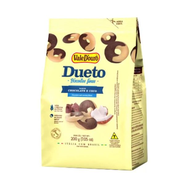 BISCOITO DUETO 200G ABRACCIO CHOCOLATE/COCO - lavagnoli