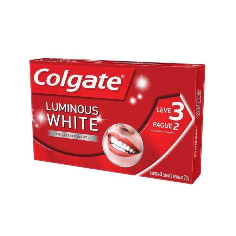 KIT CREME DENTAL COLGATE LUMINOUS WHITE 3X70G - lavagnoli