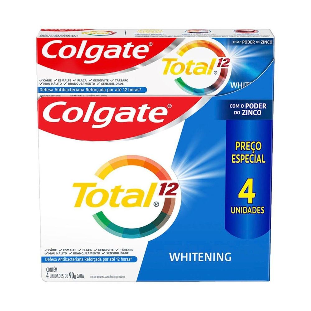 CREME DENTAL COLGATE TOTAL12 4X90G WHITENING - lavagnoli