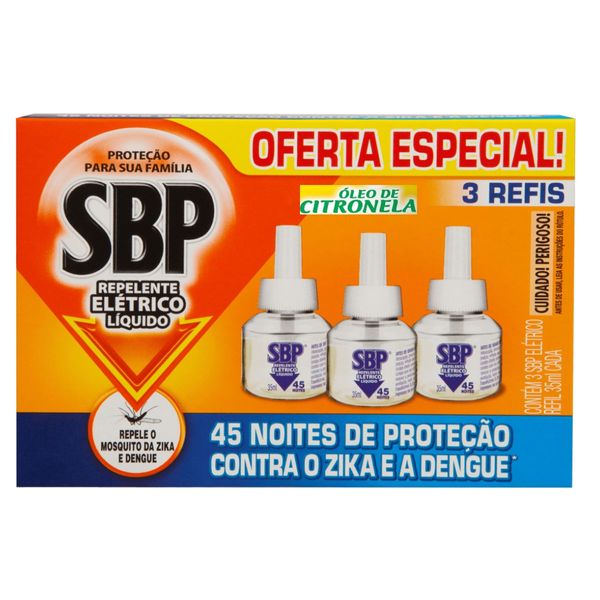 REPELENTE SBP LÍQUIDO ELÉTRICO REFIL 3X35ML CITRO - lavagnoli