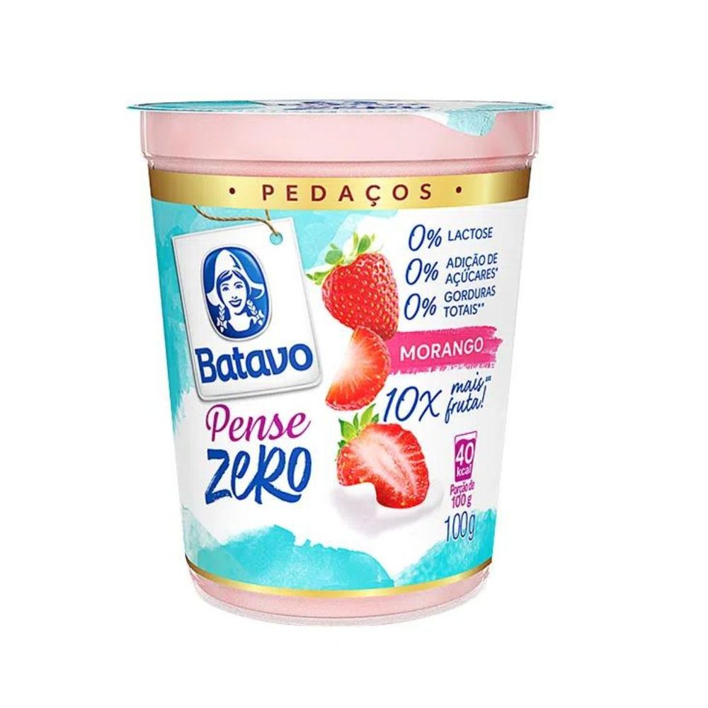 IOGURTE BATAVO PENSE PEDAÇOS ZERO 100G MORANGO - lavagnoli