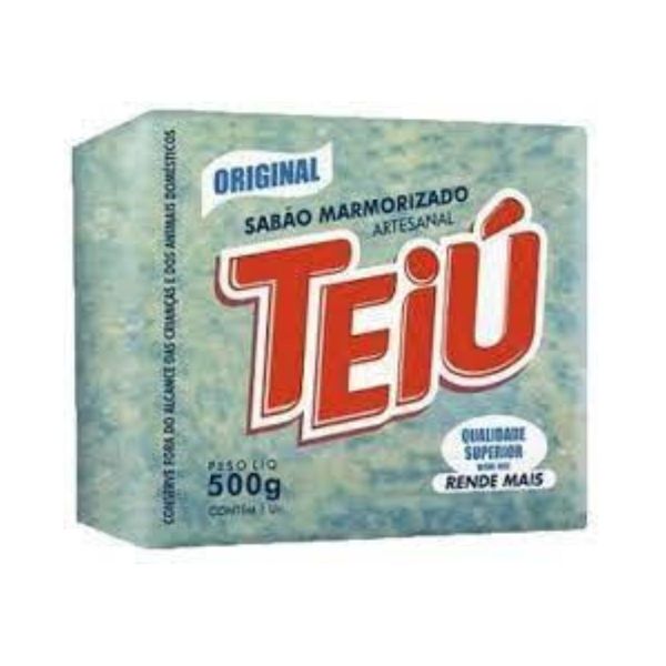 SABÃO BARRA TEIÚ MARMORIZADO 500G AZUL - lavagnoli