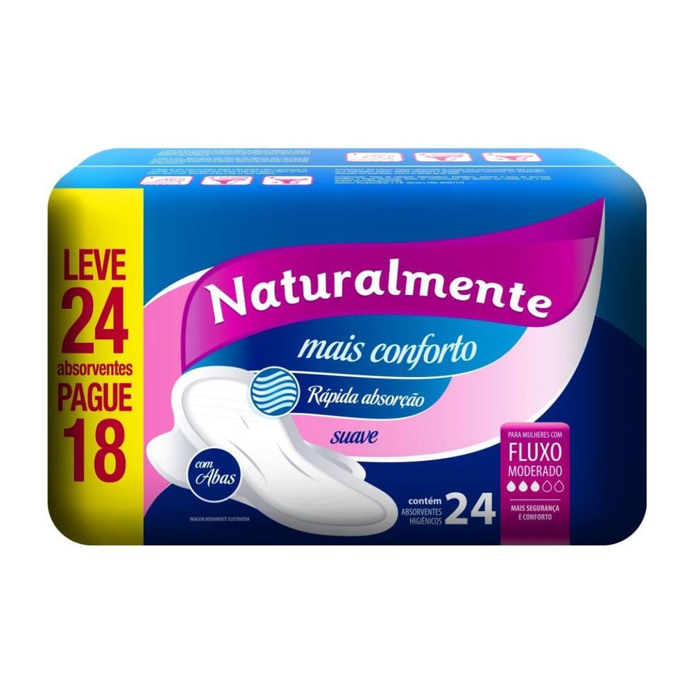 ABSORVENTE NATURALMENTE LEVE 24 PAGUE 18 C/ABAS - lavagnoli