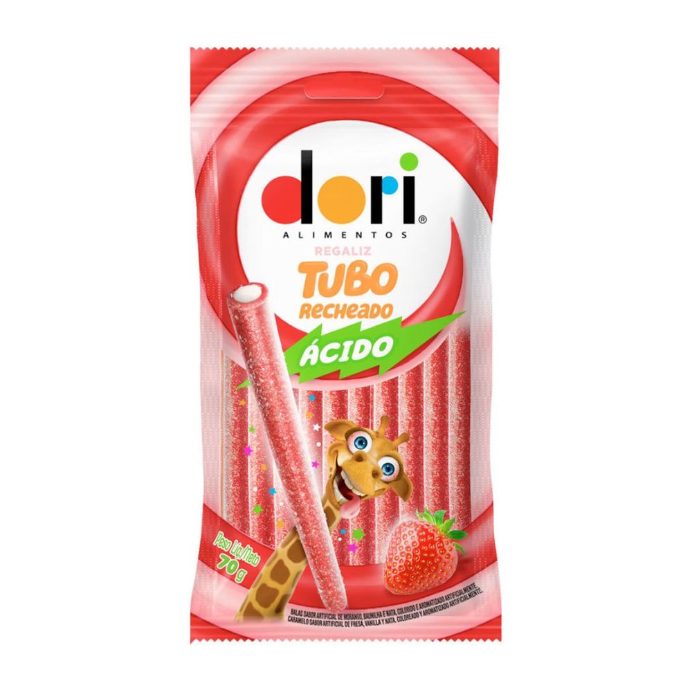 BALA DORI TUBO 70G MORANGO ÁCIDO - lavagnoli