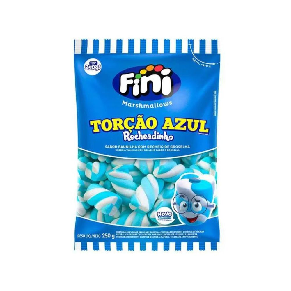 MARSHMALLOW FINI RECHEADO 200G AZUL/BRANCO - lavagnoli