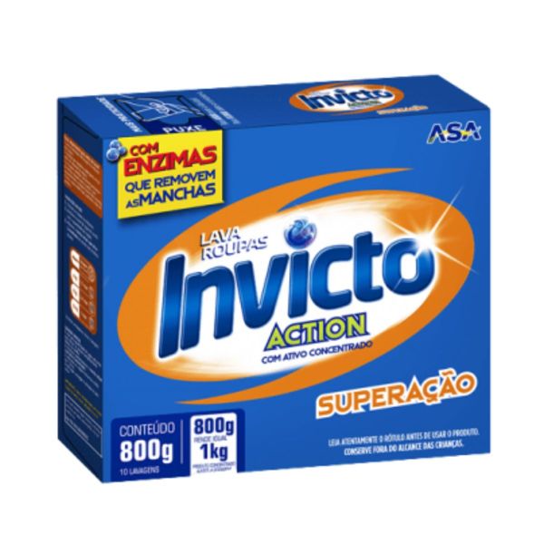 SABÃO PÓ INVICTO ACTION 800G SUPERAÇÃO - lavagnoli