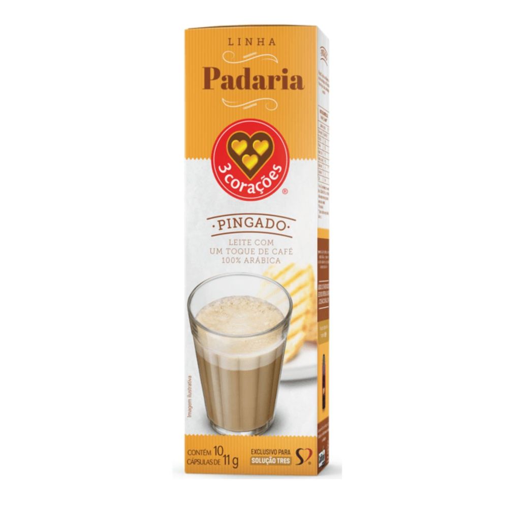 CAFÉ CÁPSULA TRÊS PINGADO 10UN C/LEITE - lavagnoli
