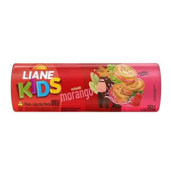 BISCOITO RECHEADO LIANE KIDS 65G MORANGO - lavagnoli