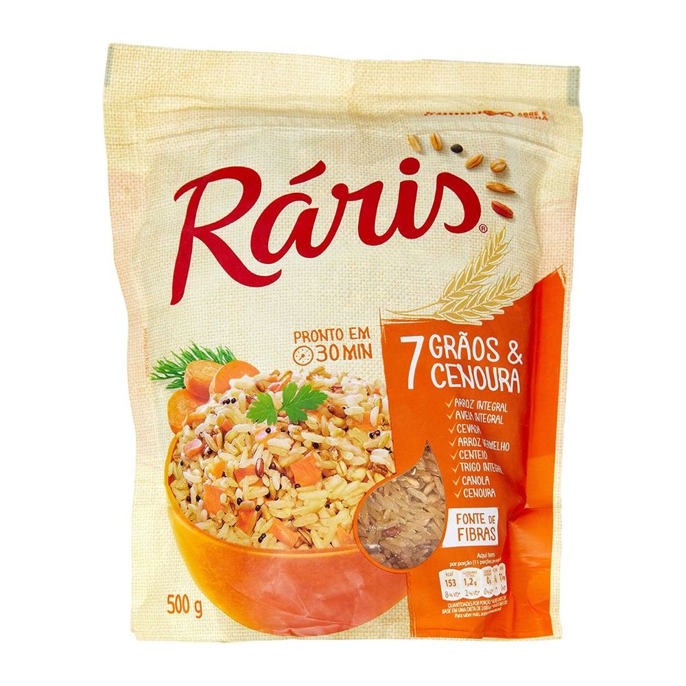ARROZ RÁRIS 7 GRÃOS 500G CENOURA - lavagnoli