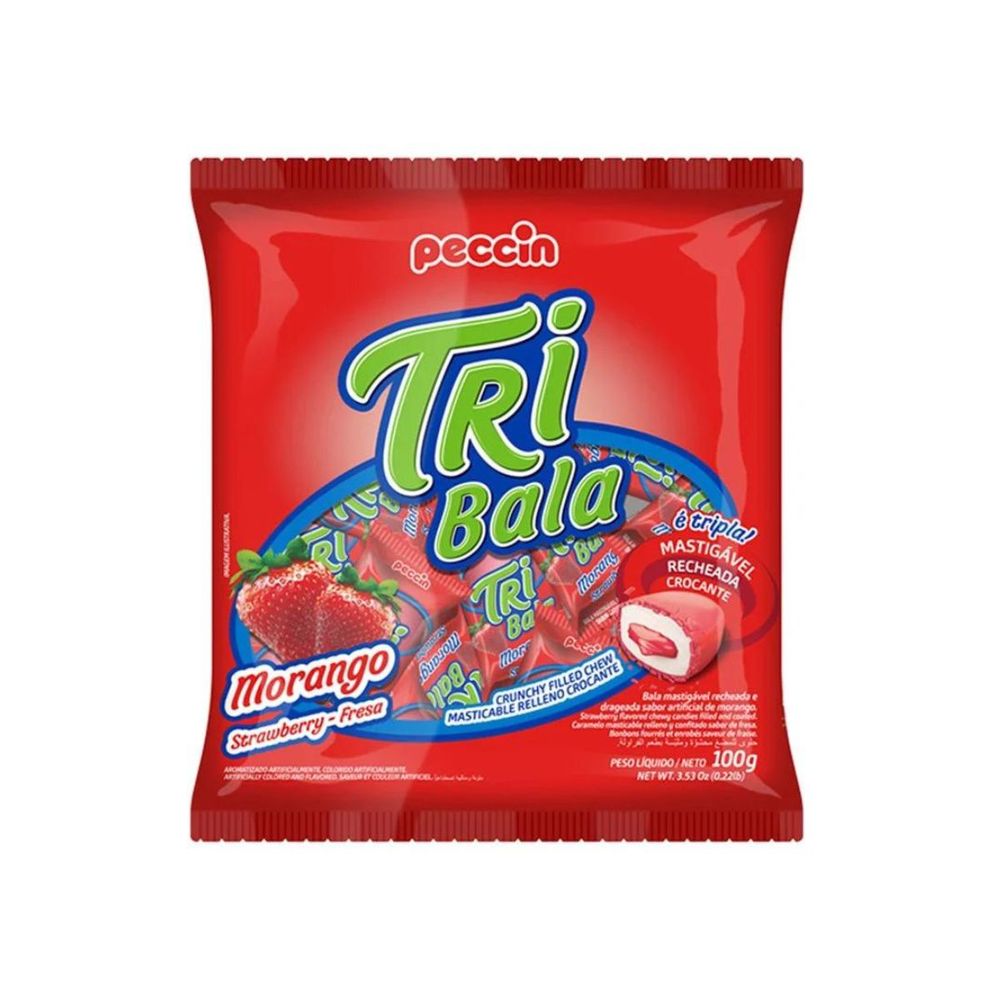 BALA TRIBALA PECCIN 100G MORANGO - lavagnoli