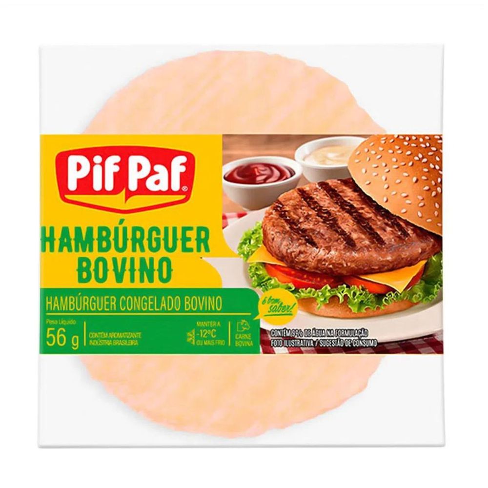 HAMBÚRGUER PIF PAF 56G BOVINO - lavagnoli