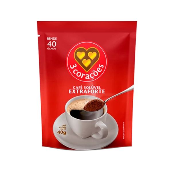 CAFÉ SOLÚVEL 3 CORAÇÕES REFIL 40G EXTRA FORTE - lavagnoli