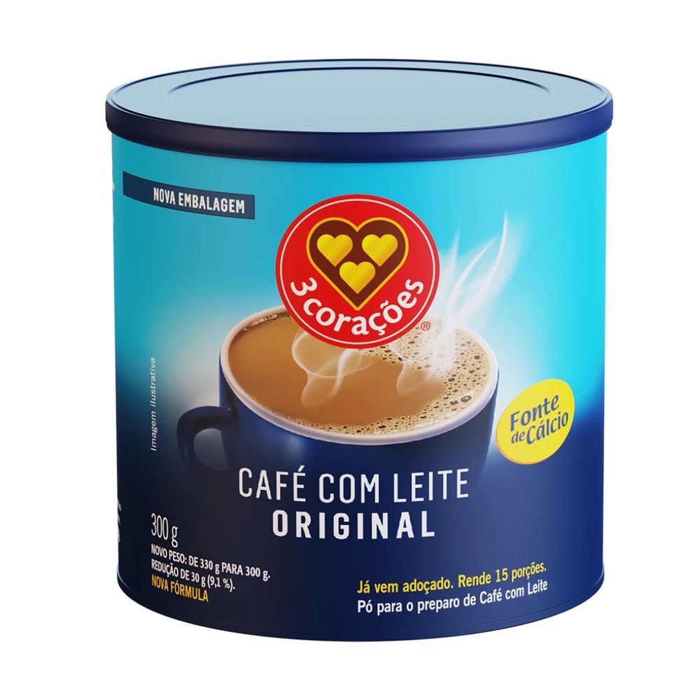 CAFÉ 3 CORAÇÕES 300G COM LEITE - lavagnoli