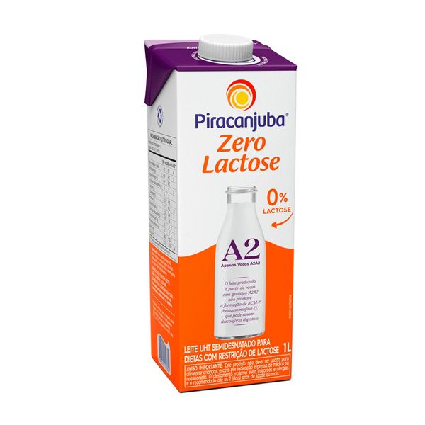 LEITE A2 PIRACANJUBA ZERO LACTOSE 1L SEMIDESNATADO - lavagnoli