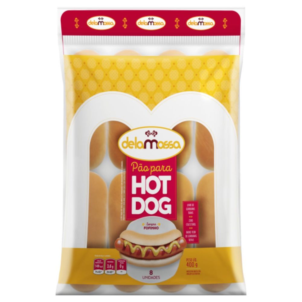 PÃO HOT DOG DELAMASSA 400G - lavagnoli
