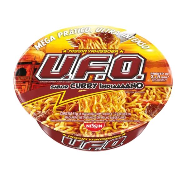 MACARRÃO INSTANTÂNEO NISSIN UFO 98G CURRY INDIANO - lavagnoli