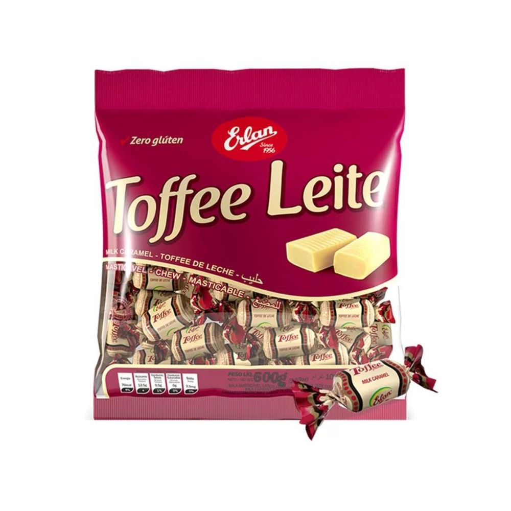 BALA ERLAN TOFFEE 600G LEITE - lavagnoli