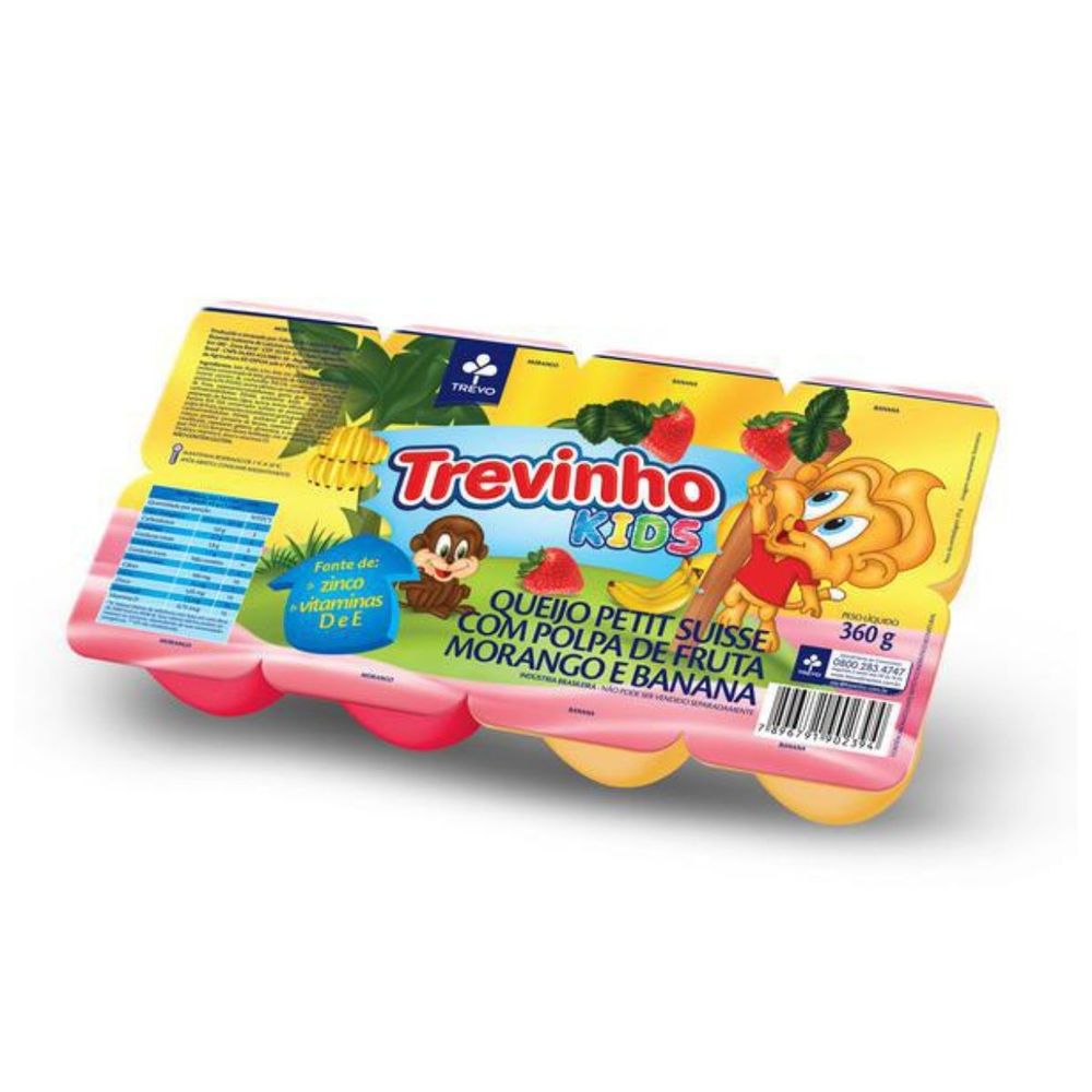 QUEIJO PETIT SUISSE TREVINHO 360G BANANA/MORANGO - lavagnoli