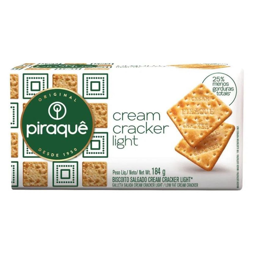 BISCOITO PIRAQUÊ 184G CREAM CRACKER LIGHT - lavagnoli