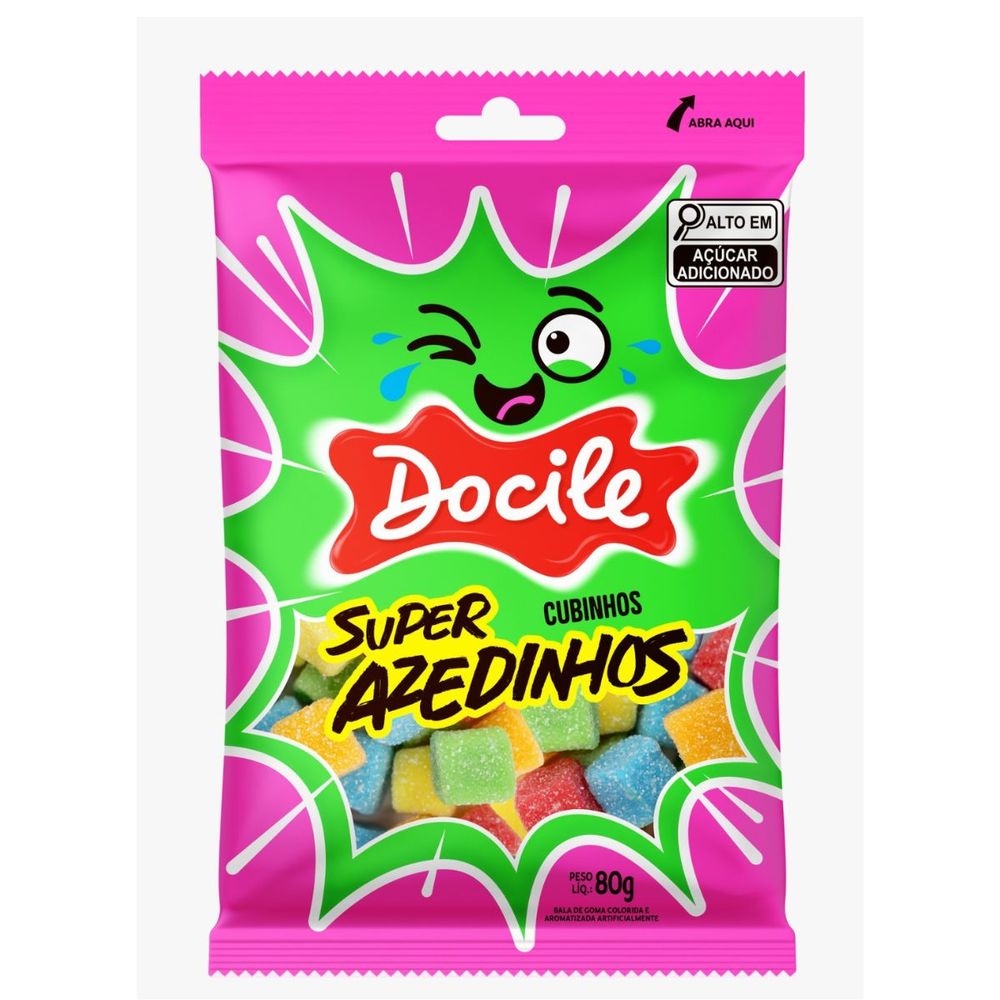 BALA DOCILE DOCIGOMA SUPER AZEDINHA 80G CUBINHOS - lavagnoli