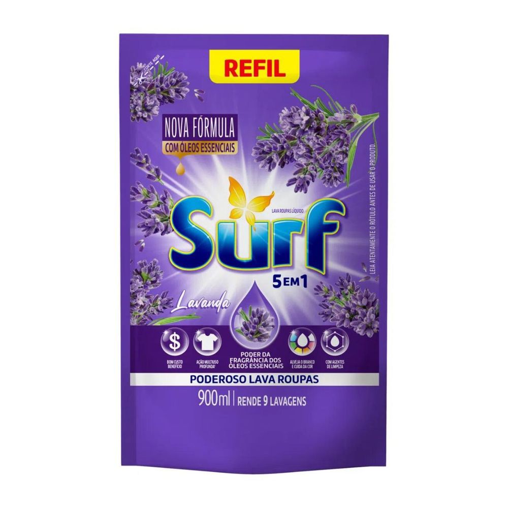 SABÃO LÍQUIDO SURF REFIL 900ML LAVANDA - lavagnoli