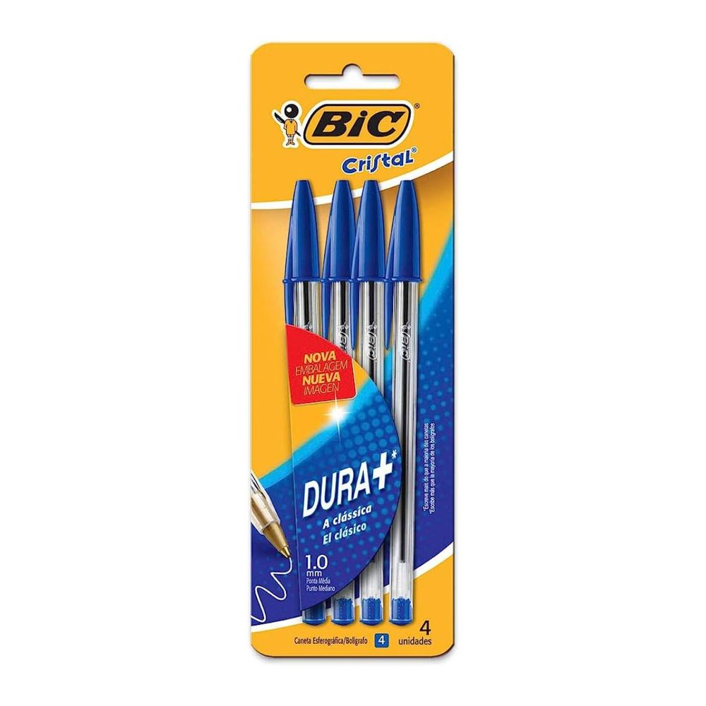 CANETA BIC CRISTAL 4UN AZUL - lavagnoli