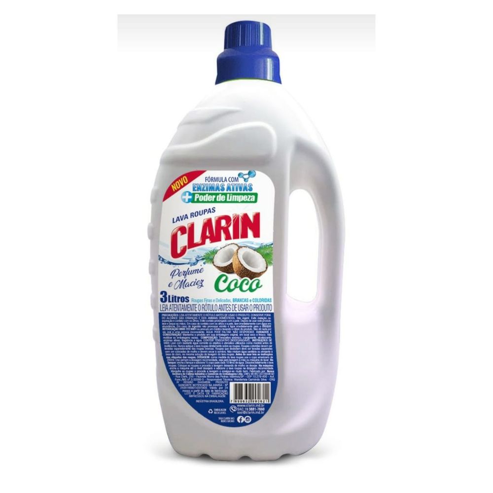 SABÃO LÍQUIDO CLARIN 3L COCO - lavagnoli