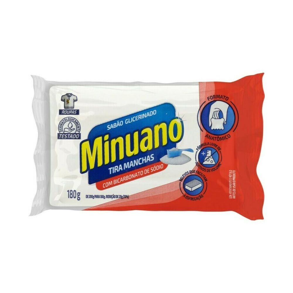 SABÃO BARRA MINUANO 180G BRANCO - lavagnoli
