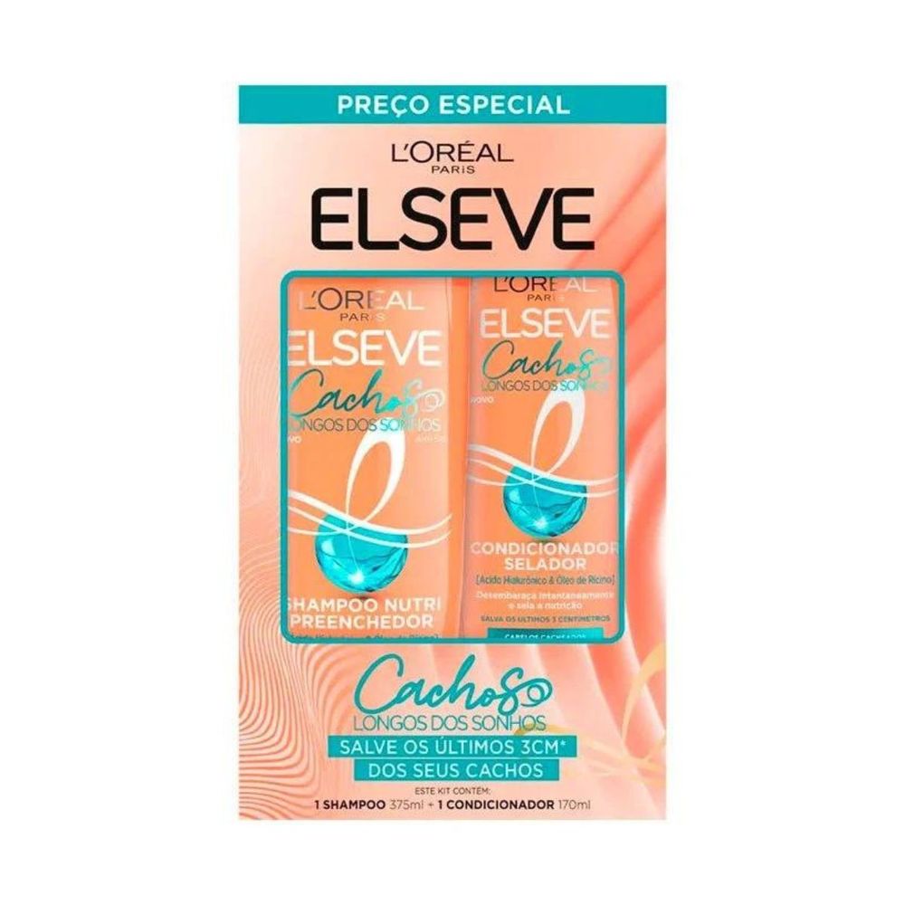 KIT ELSEVE SHAMPOO 375ML+CONDICIONADOR 170ML CACHOS SONHOS - lavagnoli