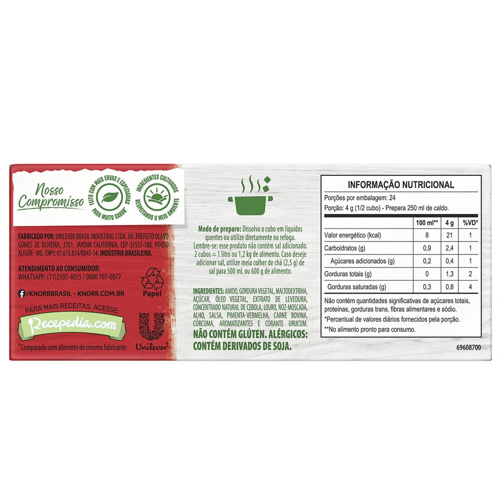 CALDO KNORR ZERO SAL CARNE 96G 12 CUBOS - lavagnoli