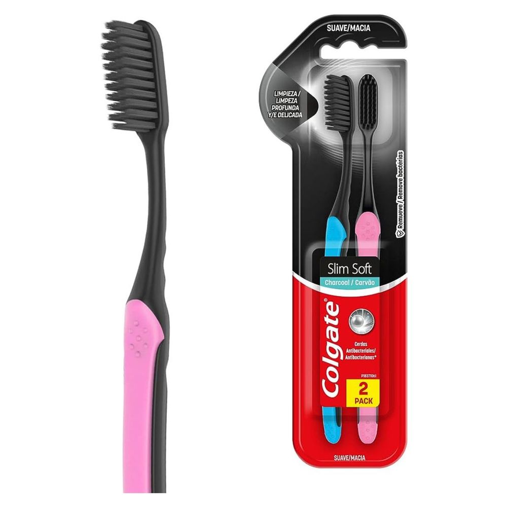 ESCOVA DENTAL COLGATE SLIM SOFT 2UN BLACK - lavagnoli
