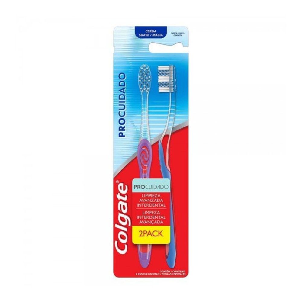 ESCOVA DENTAL COLGATE PRO CUIDADO 2UN MACIA - lavagnoli
